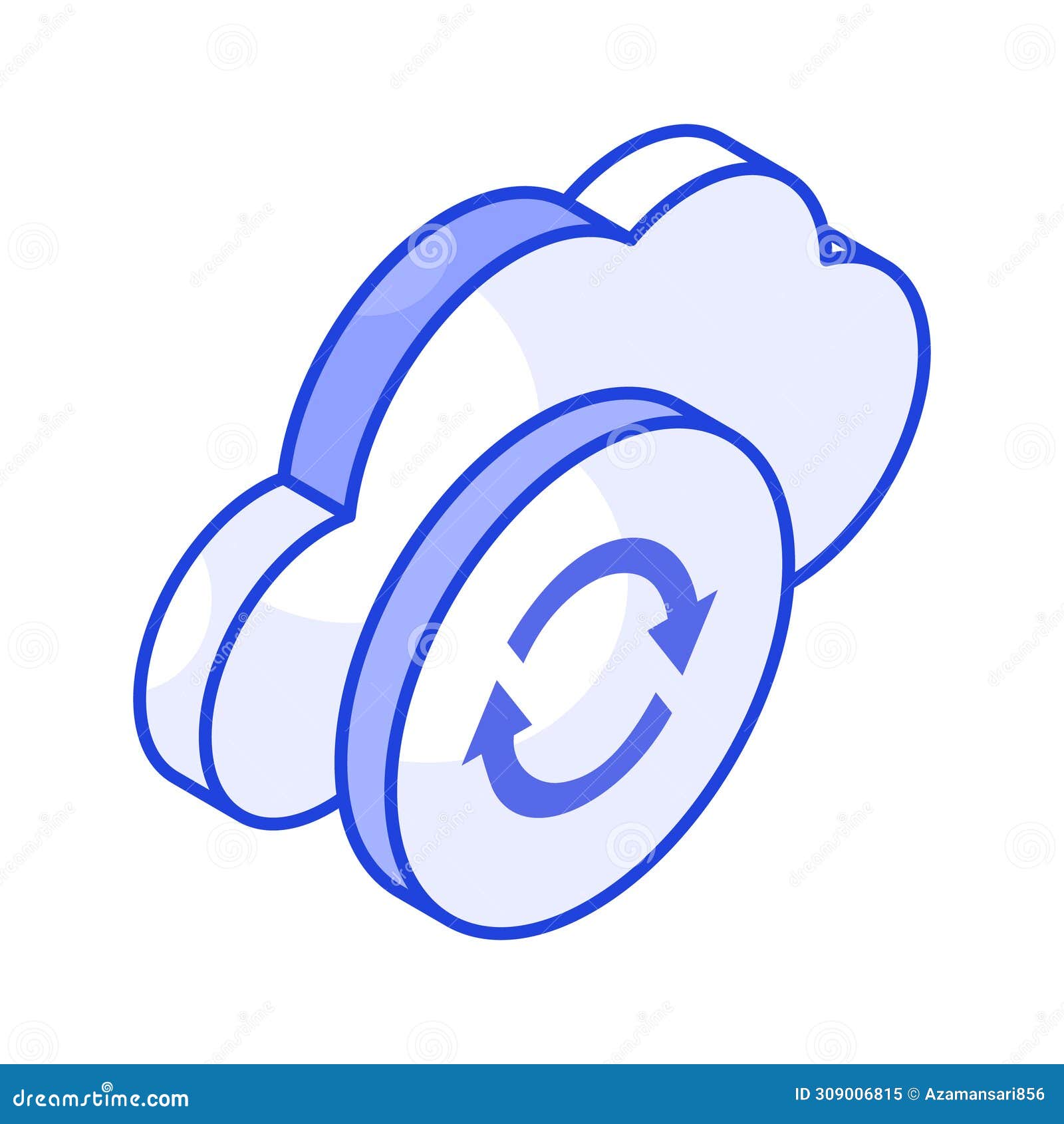 Cloud Sync, Arrows with Cloud, Isometric Icon of Cloud Update, Easy To ...