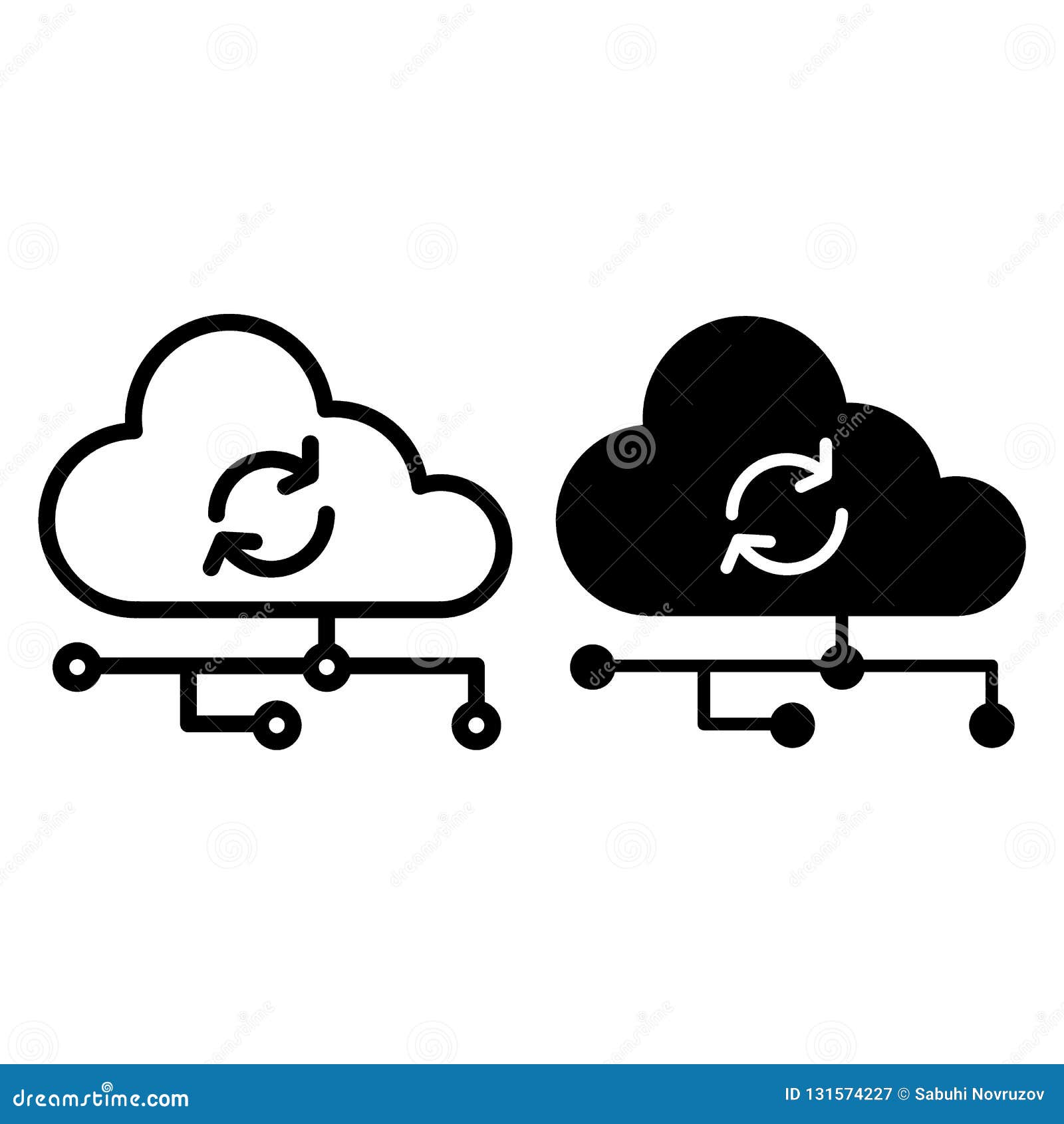 Cloud Synchronization Line And Glyph Icon Network Technologies Vector