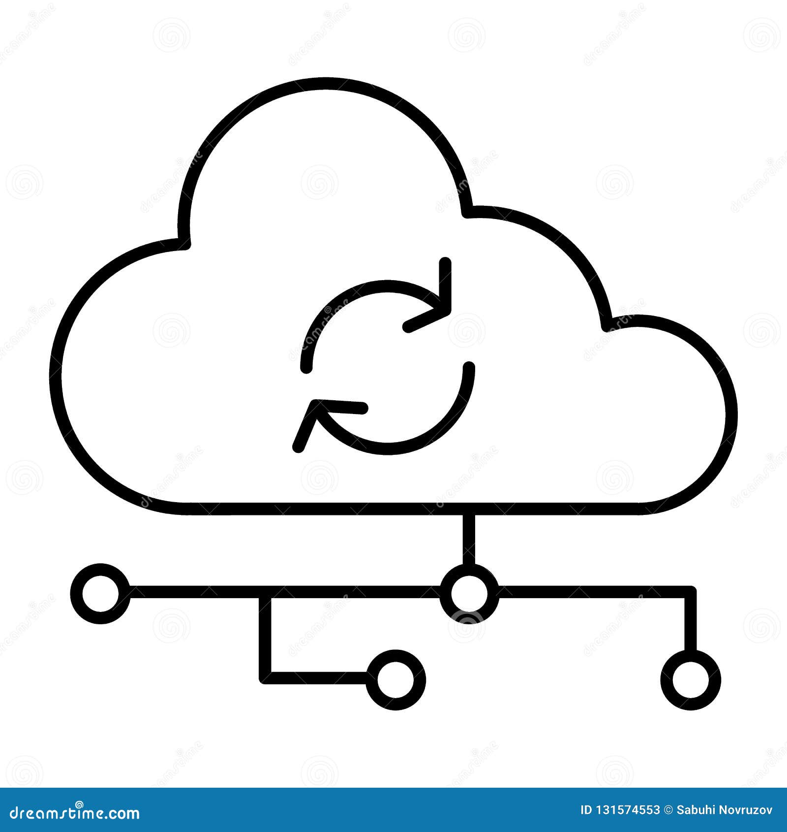 Cloud Synchronization Thin Line Icon Network Technologies Vector