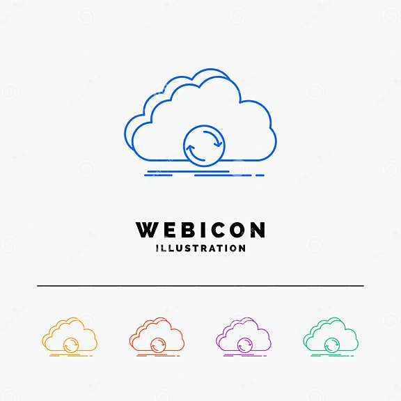 Cloud, Syncing, Sync, Data, Synchronization 5 Color Line Web Icon Template Isolated on White ...