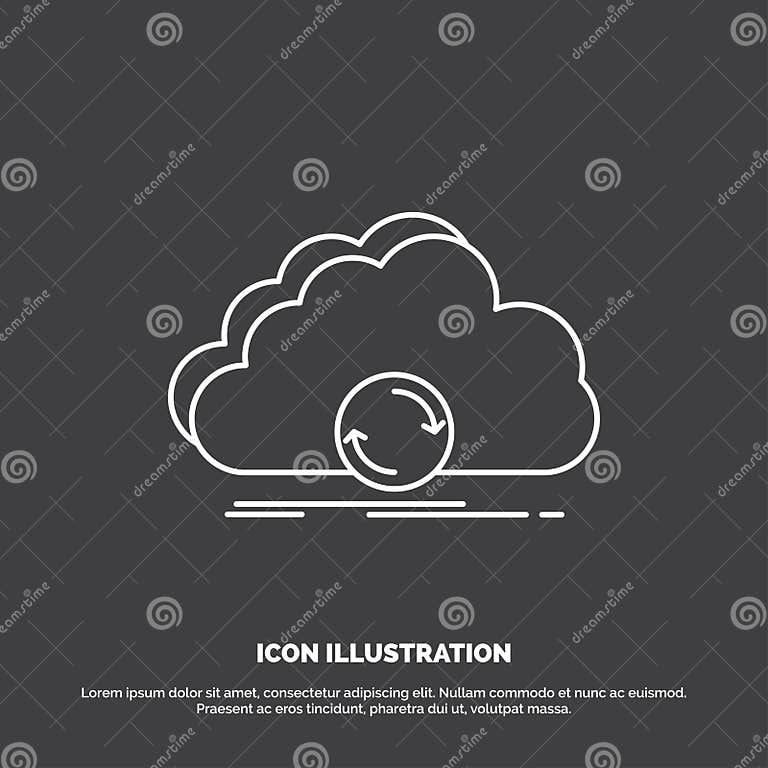 Cloud Syncing Sync Data Synchronization Icon Line Vector Symbol For Ui And Ux Website Or