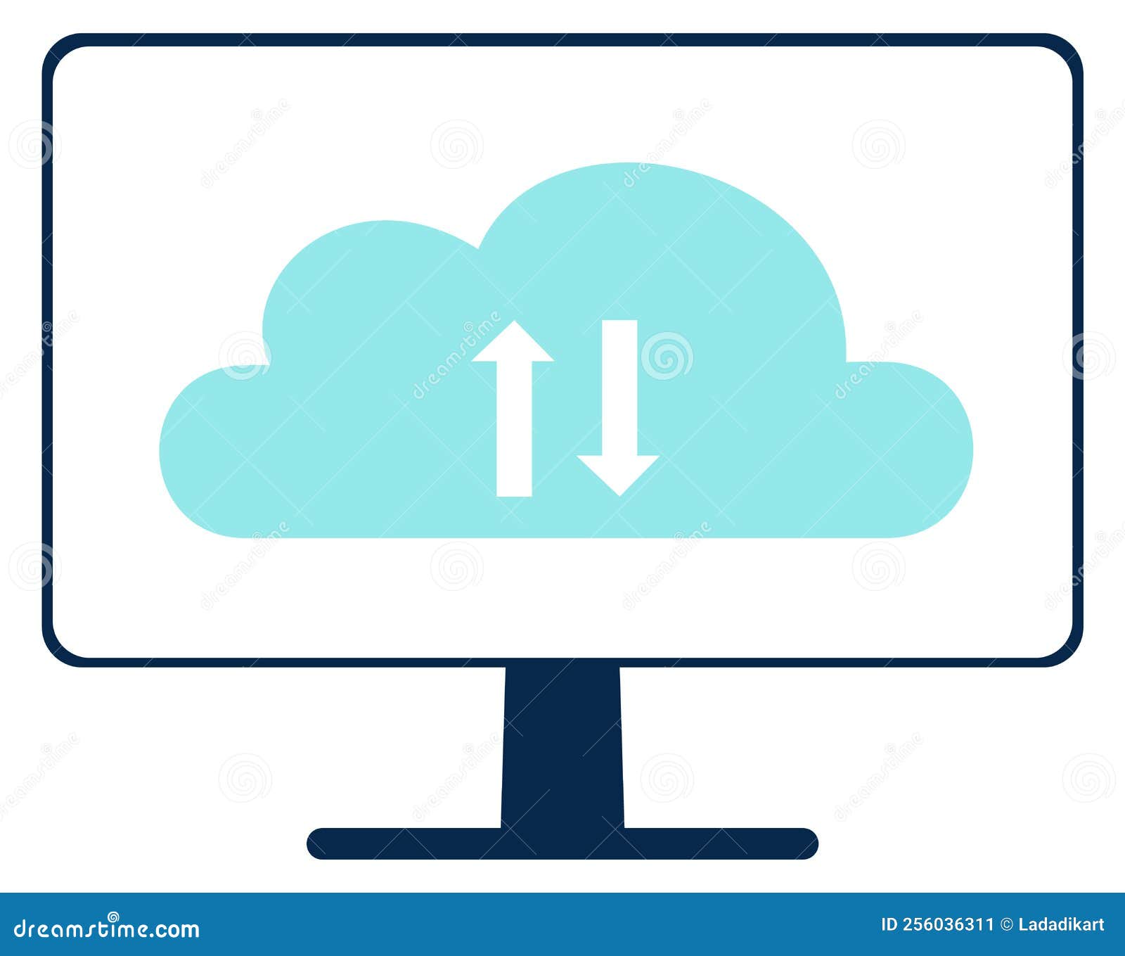Cloud Syncronization Sign On Computer Display Backup Symbol Stock