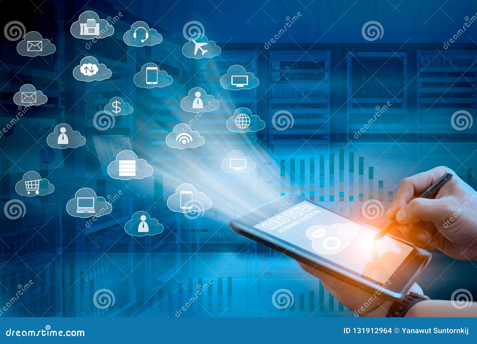 Cloud System Administration Technology Concept of Business Man Using ...