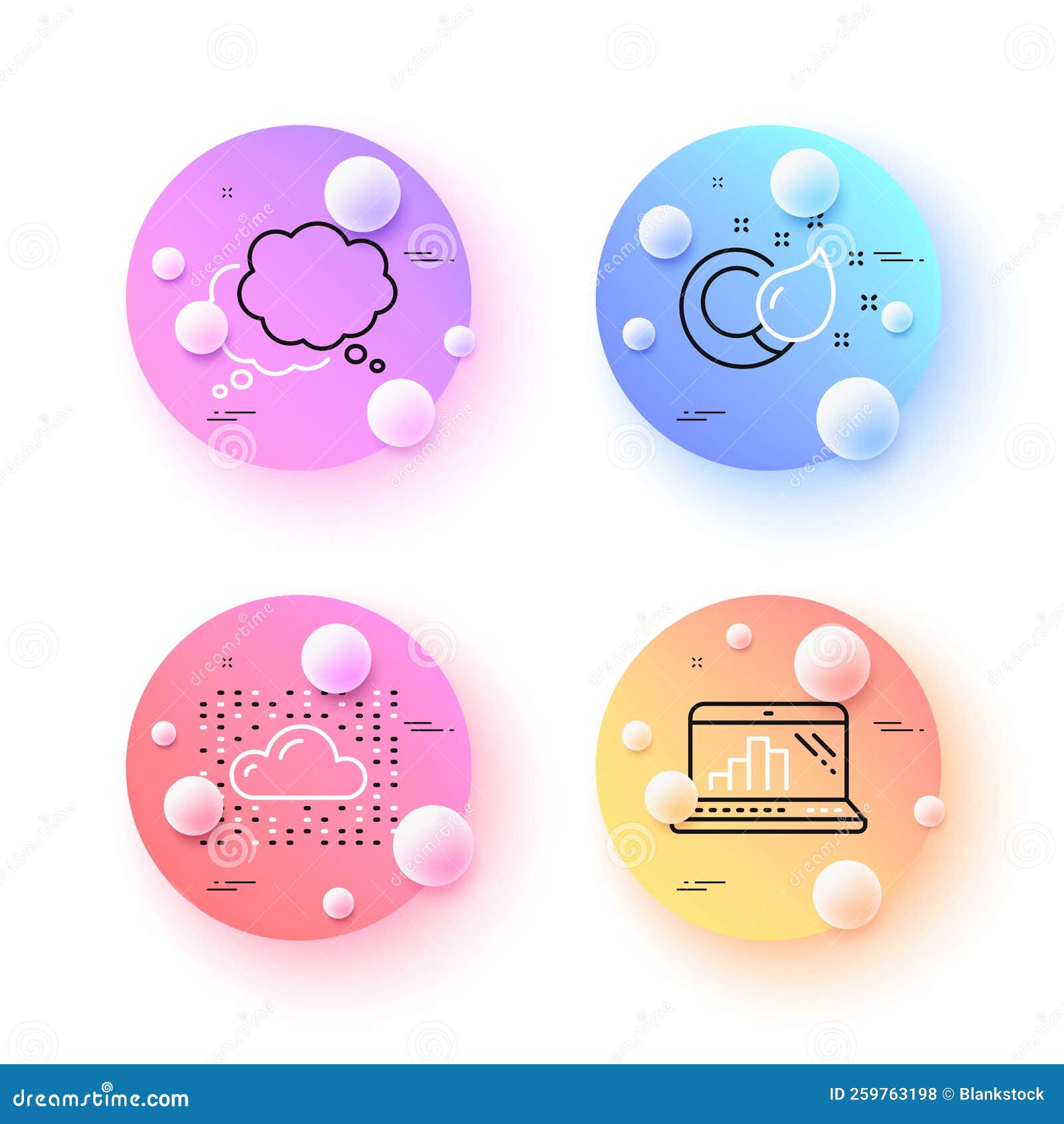 Cloud System, Speech Bubble and Paint Brush Minimal Line Icons. for Web ...