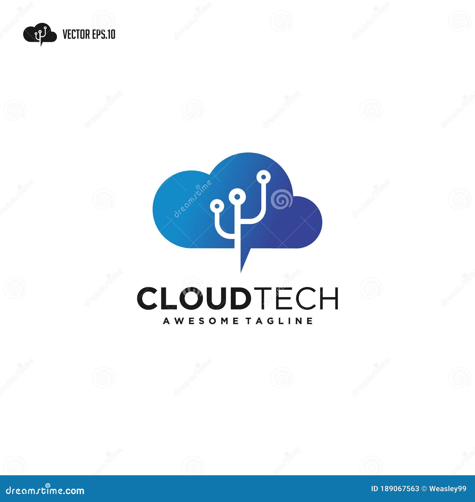 Cloud Tech Logo, Cloud Computing with Technology Logo Design Stock ...