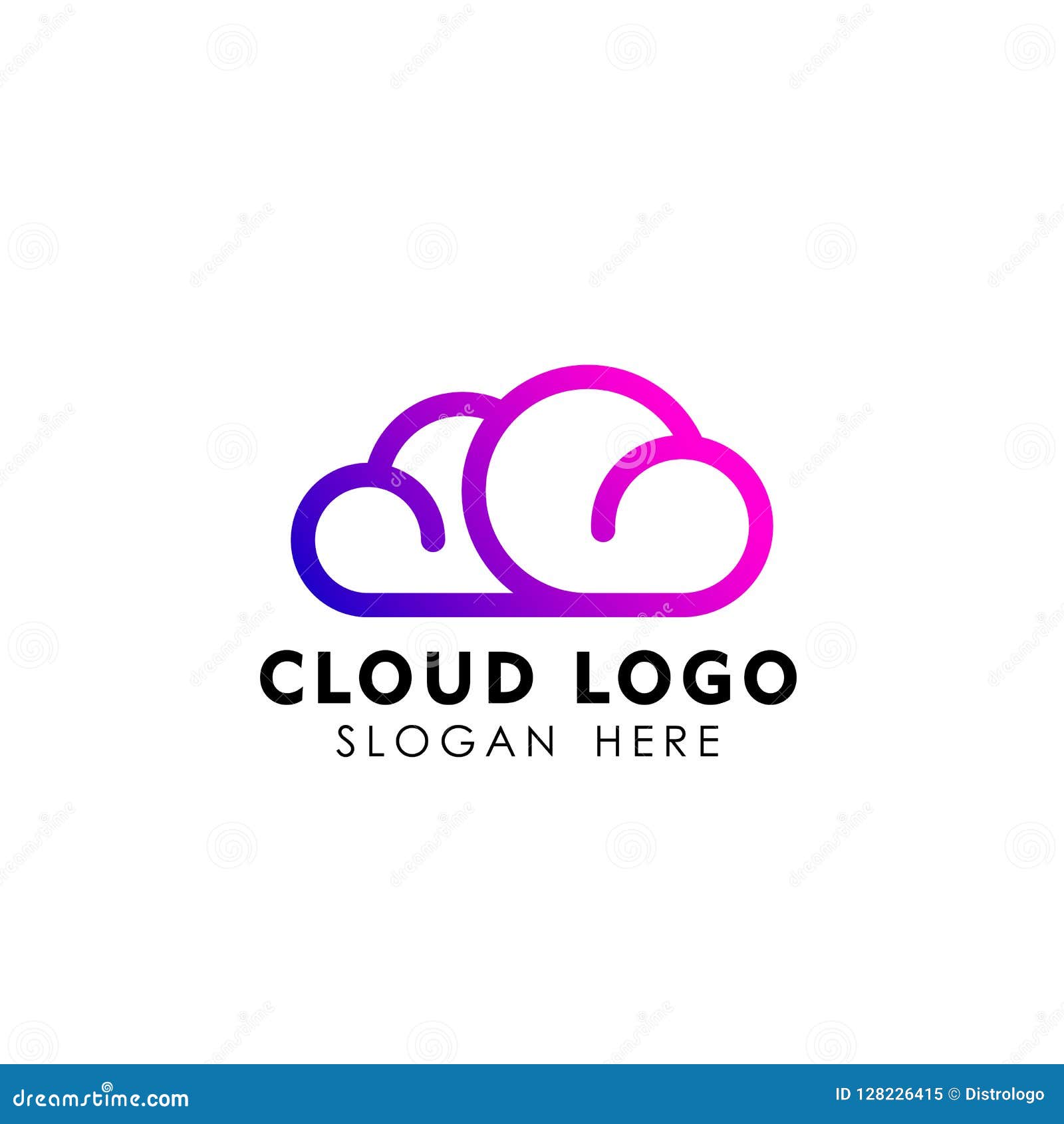 Cloud Tech Logo Design in Line Art Style. Cloud Logo Design Vector Icon ...