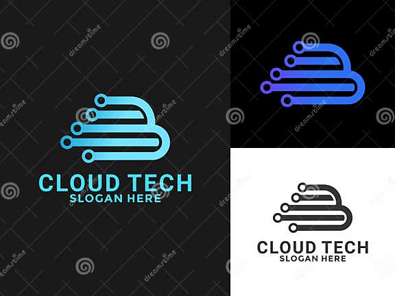 Cloud Tech Logo Design Vector, Modern Technology Digital Logo Design Template Stock Vector ...