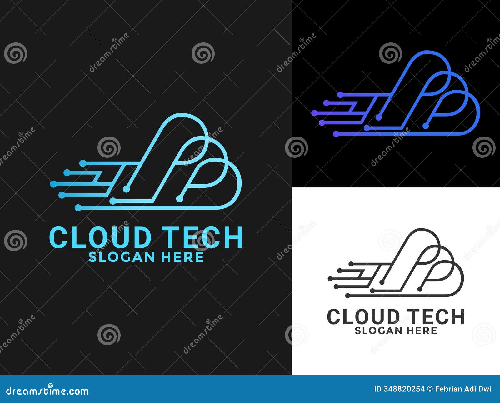 Cloud Tech with Network Logo Design Vector, Modern and Minimalist Technology Digital Logo Design ...