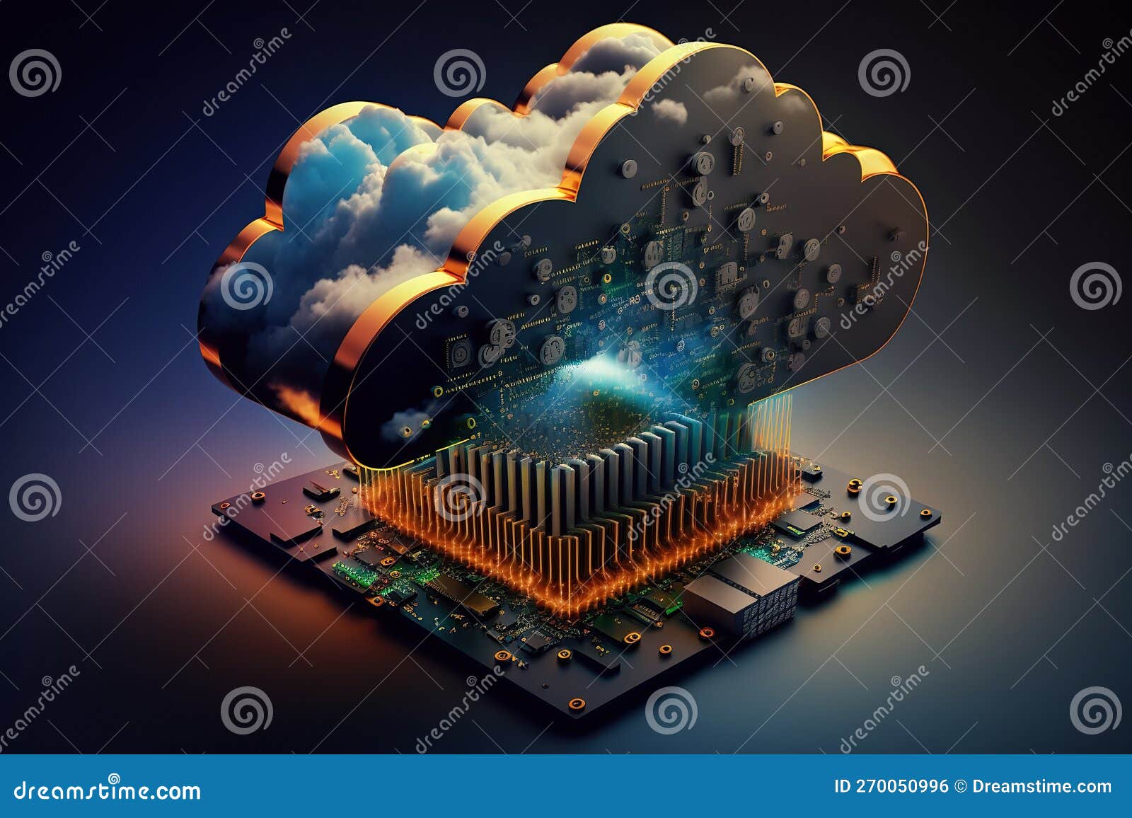 Cloud Technologies for Backup and Data Storage. Concept Illustration of ...