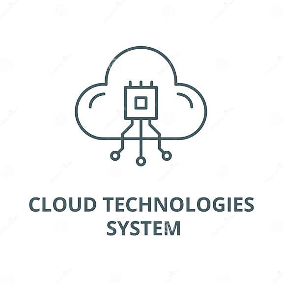 Cloud Technologies System Line Icon, Vector. Cloud Technologies System ...