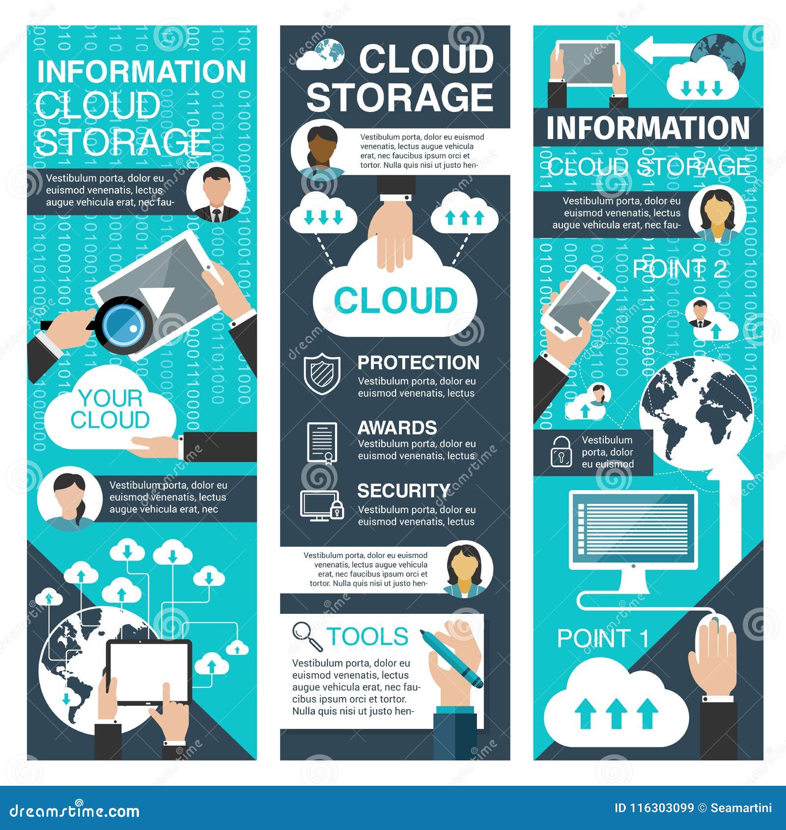 Online Storage and Cloud Technologies Banner Stock Vector ...
