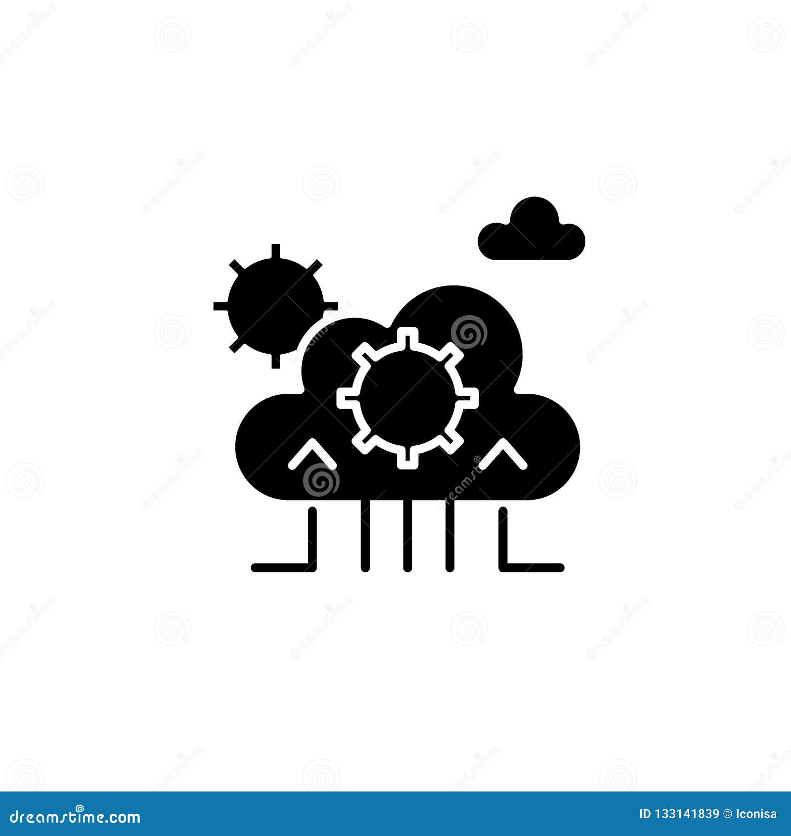 Cloud Technology Black Icon, Vector Sign on Isolated Background. Cloud ...
