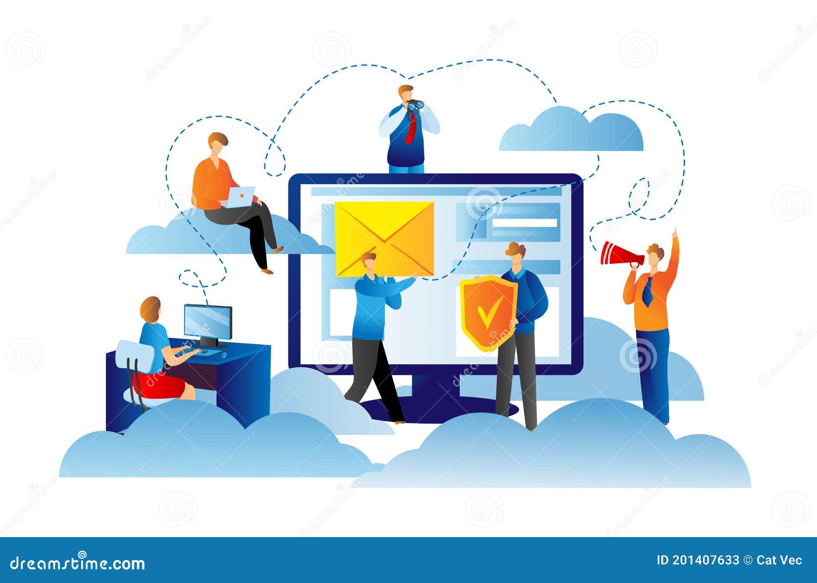 Cloud Technology at Computer, Network Business Server for Data Computing Concept Vector ...