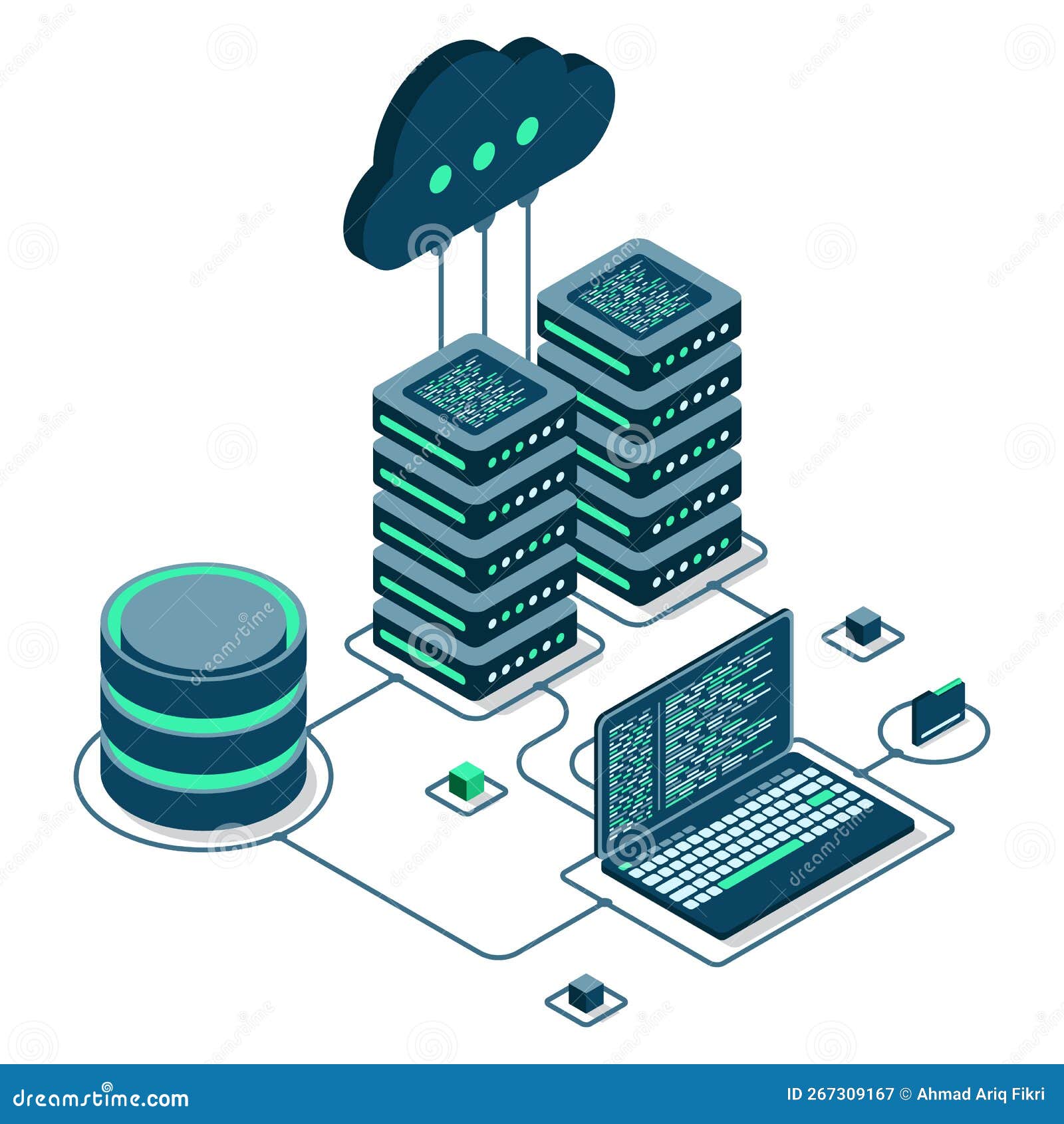 Cloud Technology Computing Concept. Modern Cloud Technology. Data Center Isometric Concept Stock ...