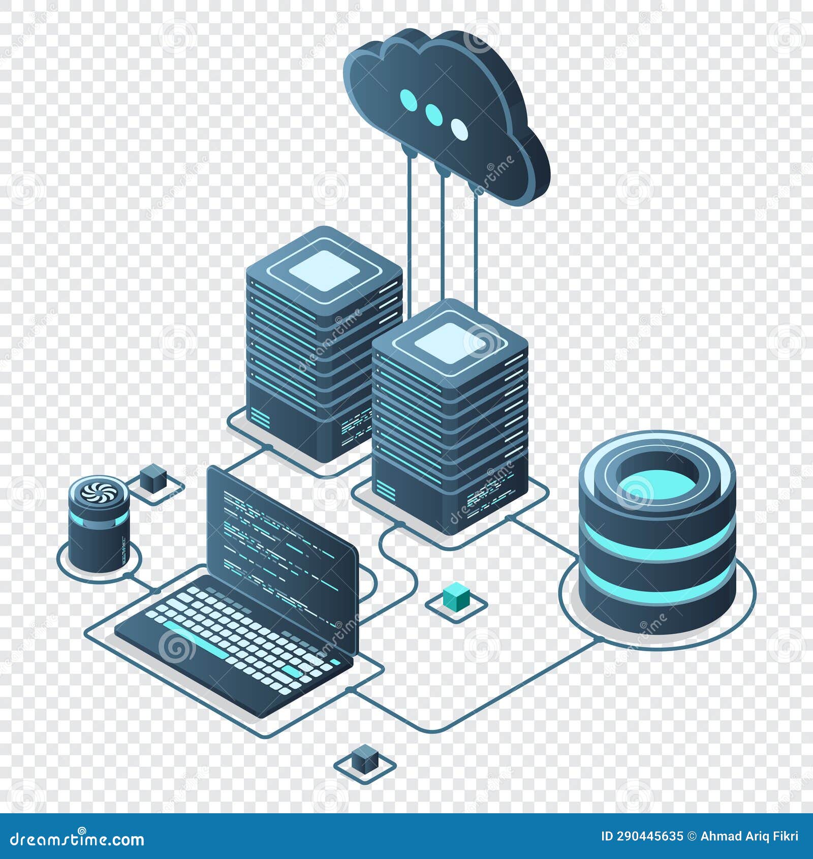 Cloud Technology Computing Concept. Modern Cloud Technology. Data Center Isometric Concept Stock ...
