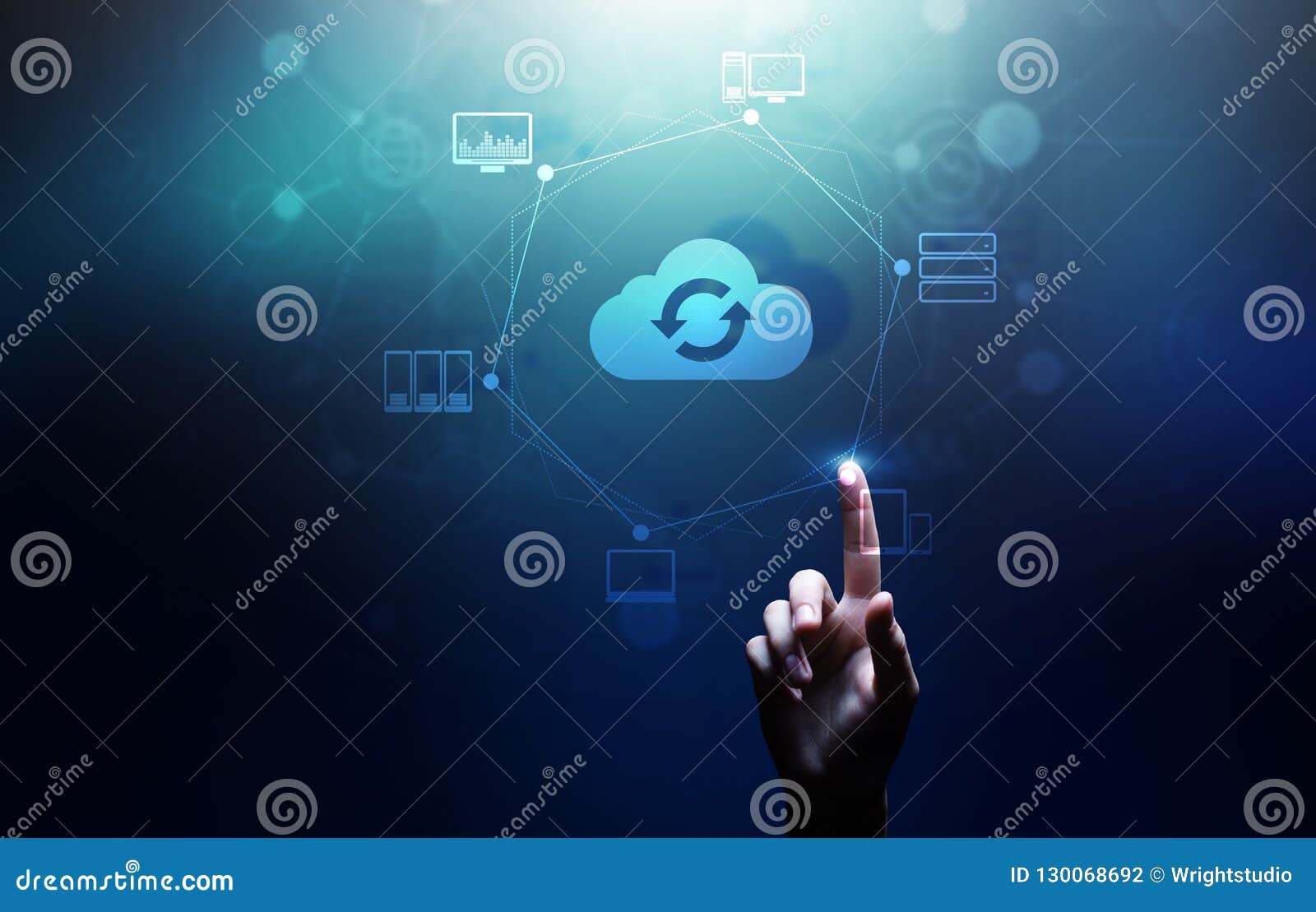 Cloud Technology Computing and Data Storage. Internet and Networking Concept on Virtual Screen ...