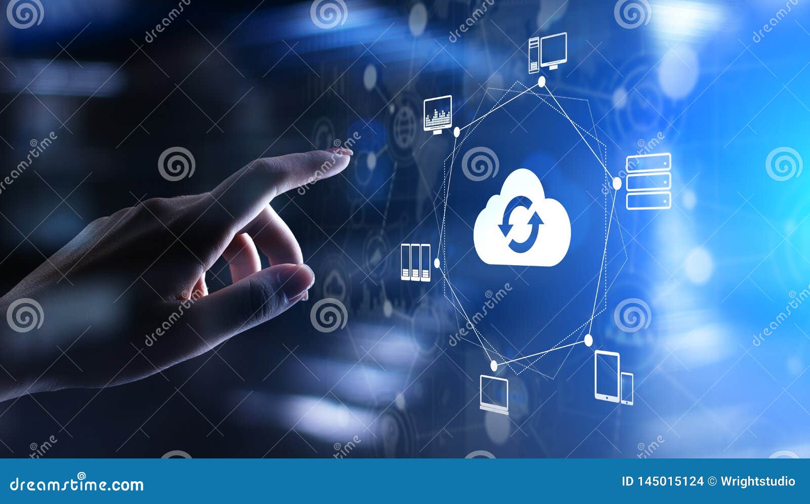 Cloud Technology Computing and Data Storage. Internet and Networking Concept on Virtual Screen ...