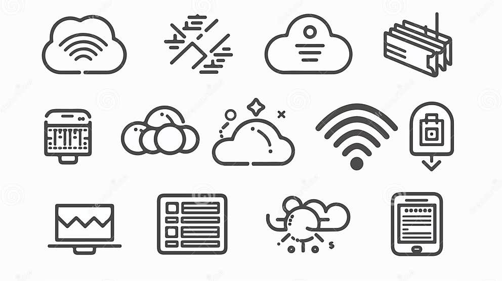 Cloud Technology Computing Outline Icon for Digital Solutions and ...