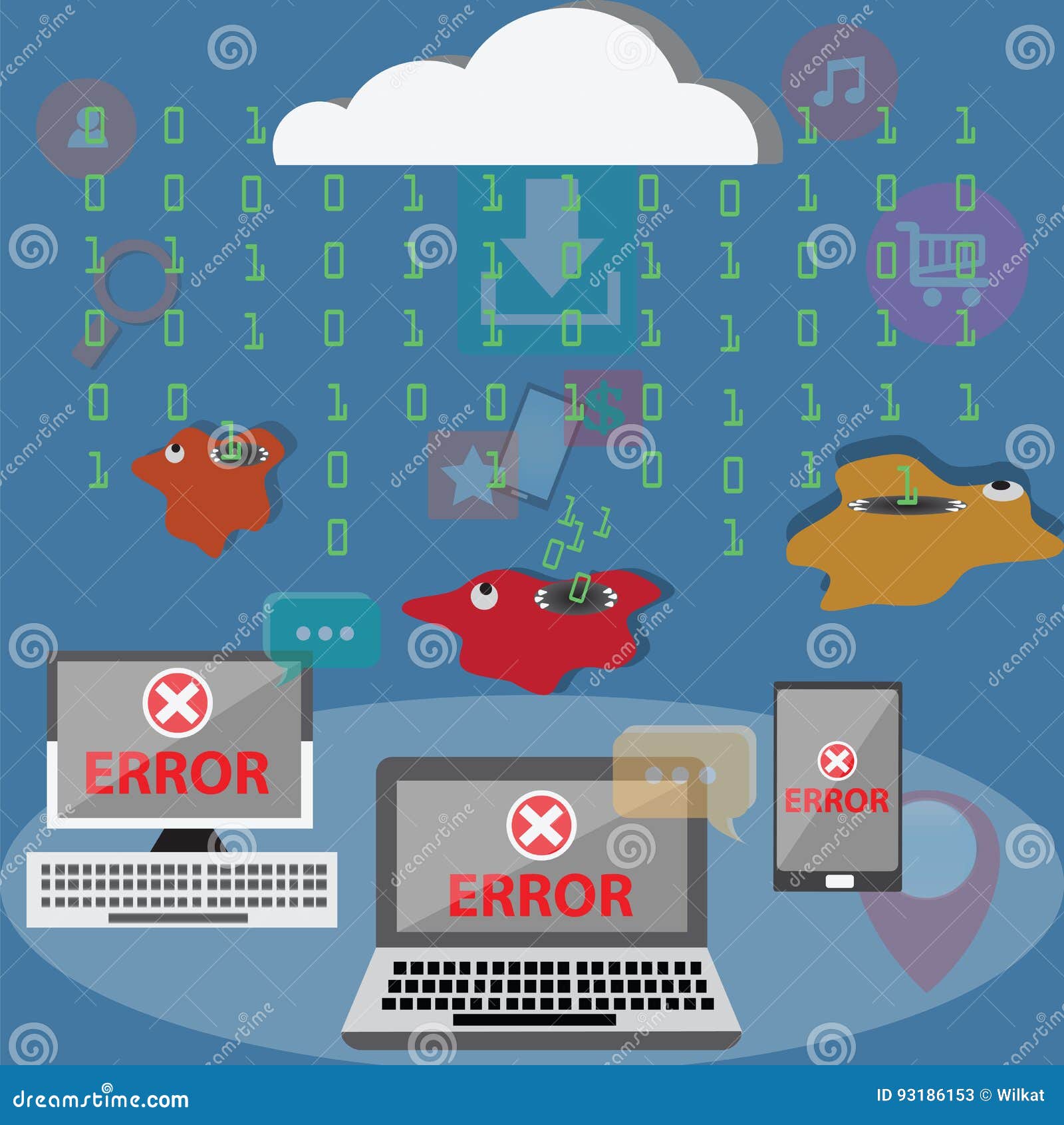 Cloud Technology Concept,cloud Computing and Big Data Stock Vector - Illustration of hacker ...