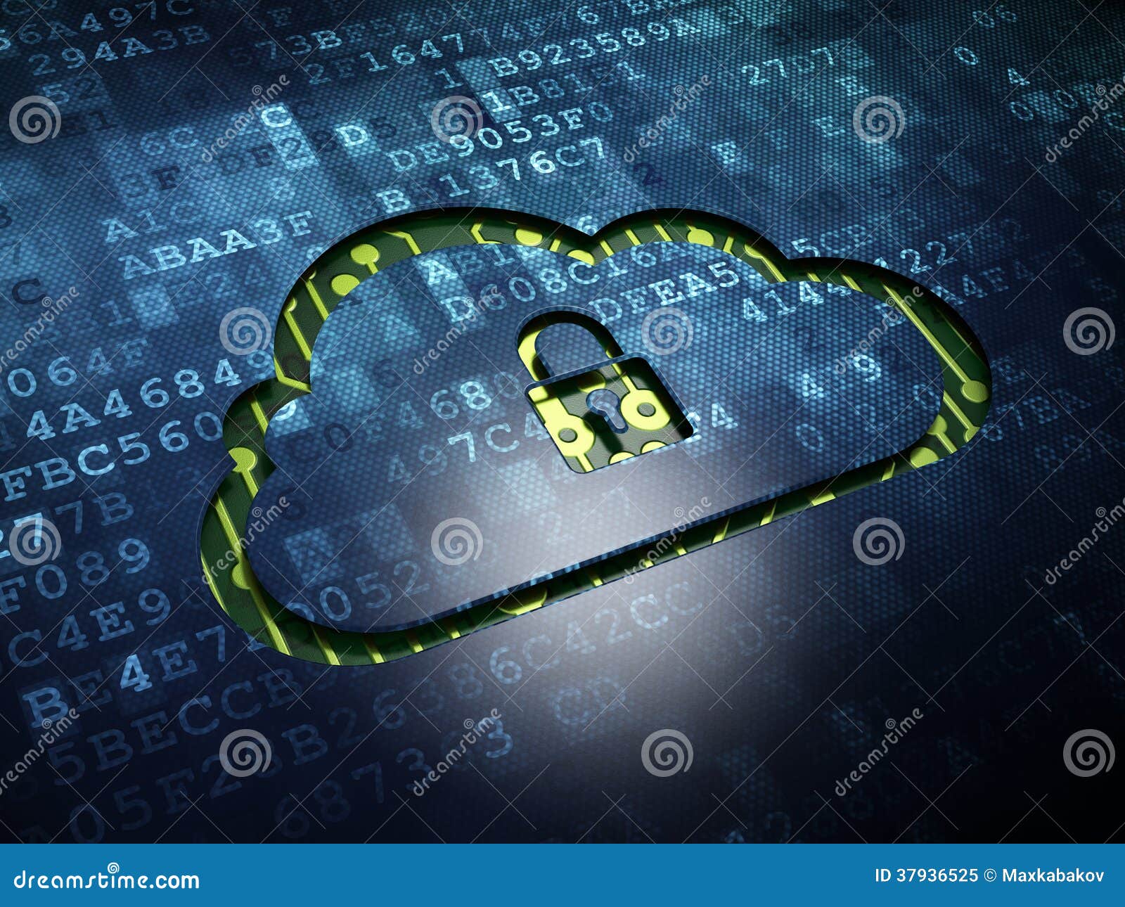 Cloud Technology Concept: Cloud with Padlock on Stock Image - Image of ...