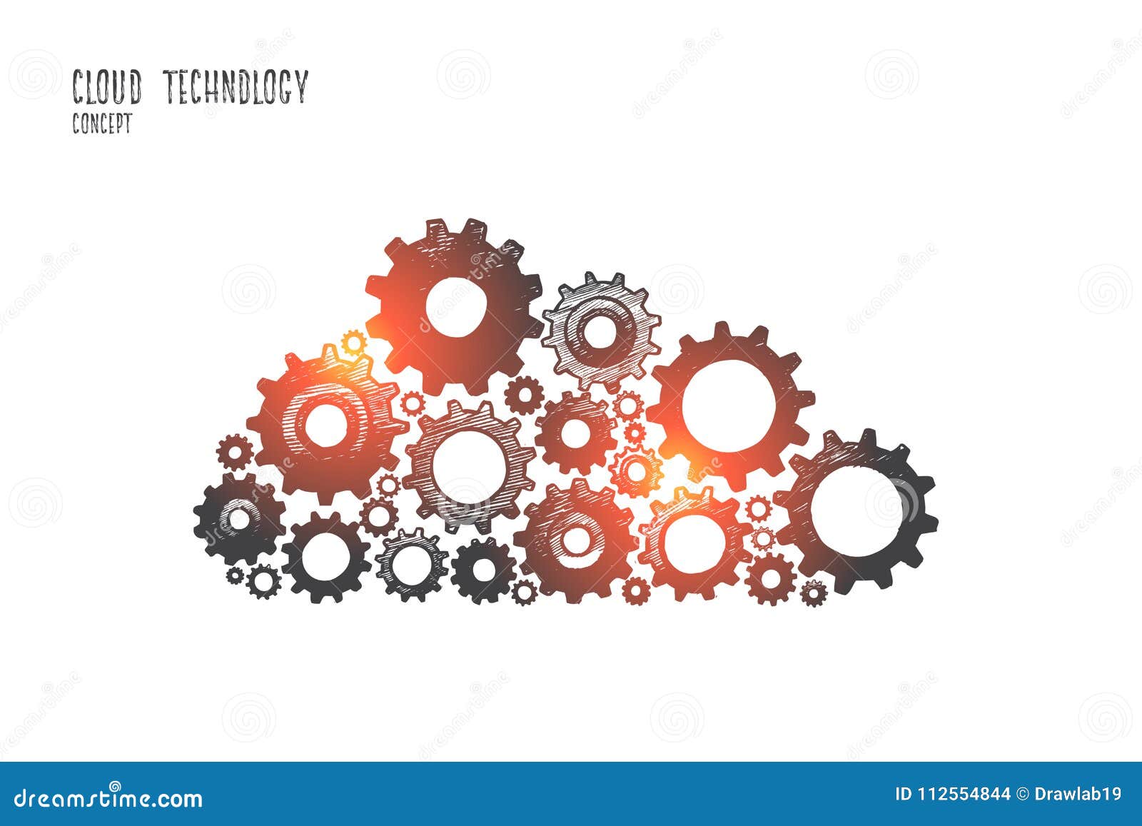 Cloud Technology Concept. Hand Drawn Isolated Vector. Stock Vector ...