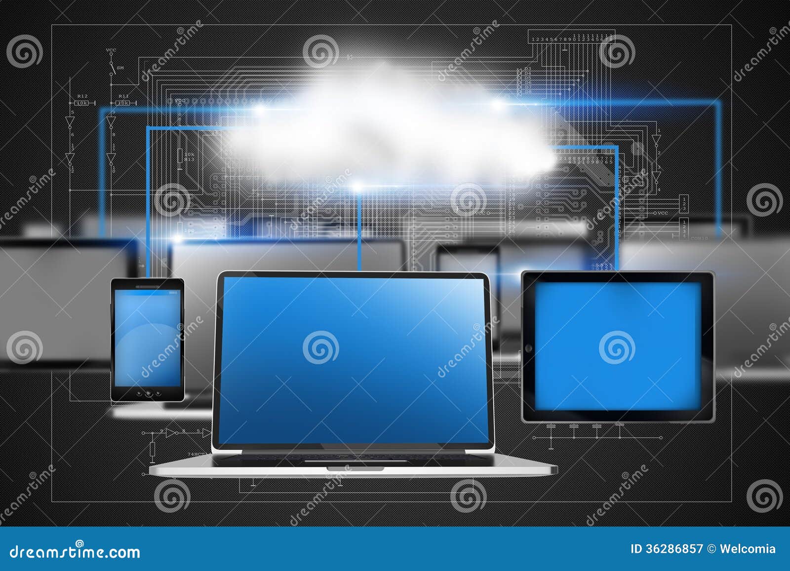 Cloud Technology Concept stock illustration. Illustration of computers ...