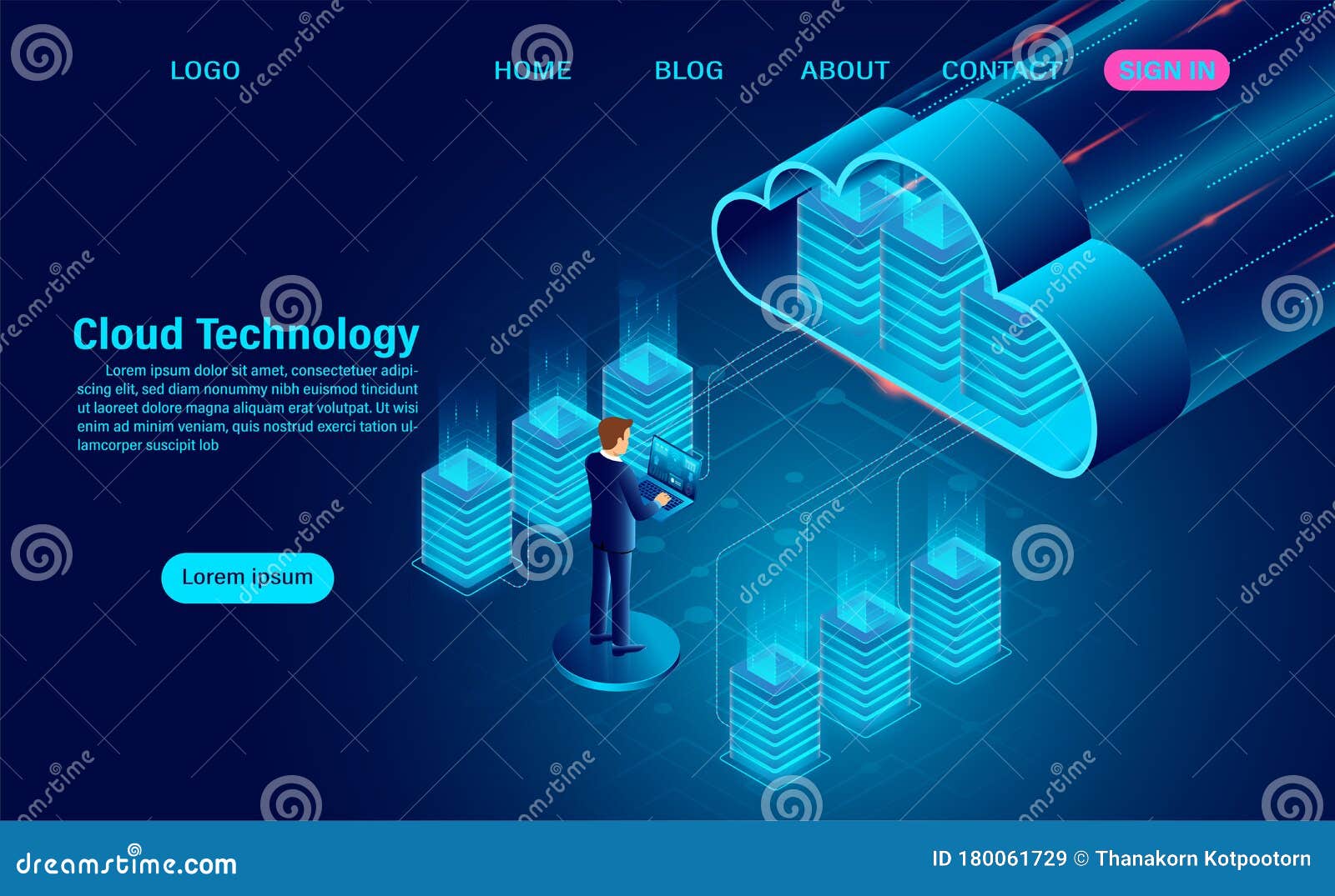 Cloud Technology Concept. Online Computing Technology Stock Vector ...