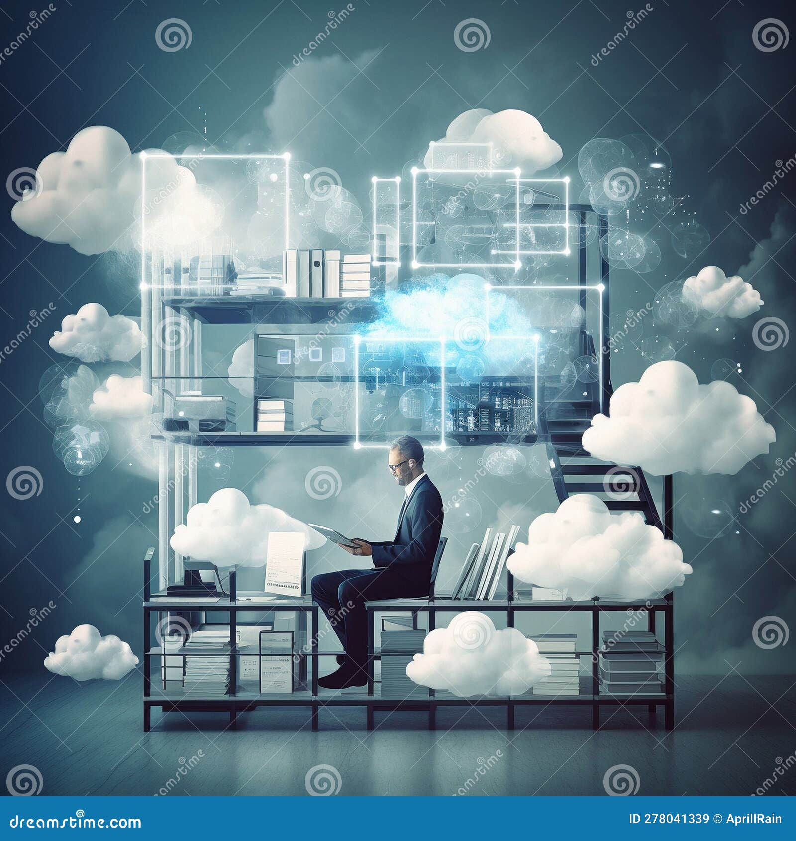 Cloud Technology, Data Exchange Stock Illustration - Illustration of ...