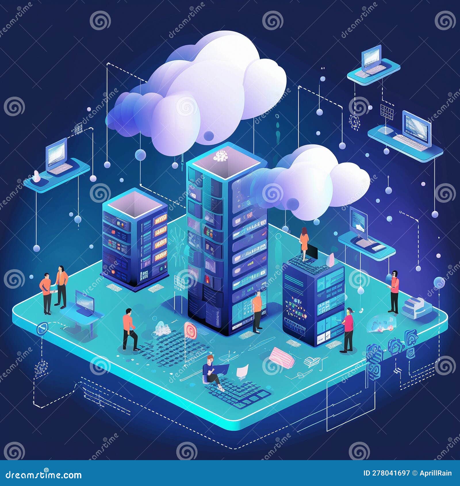 Cloud Technology, Data Exchange Stock Illustration - Illustration of marketing, conceptual ...