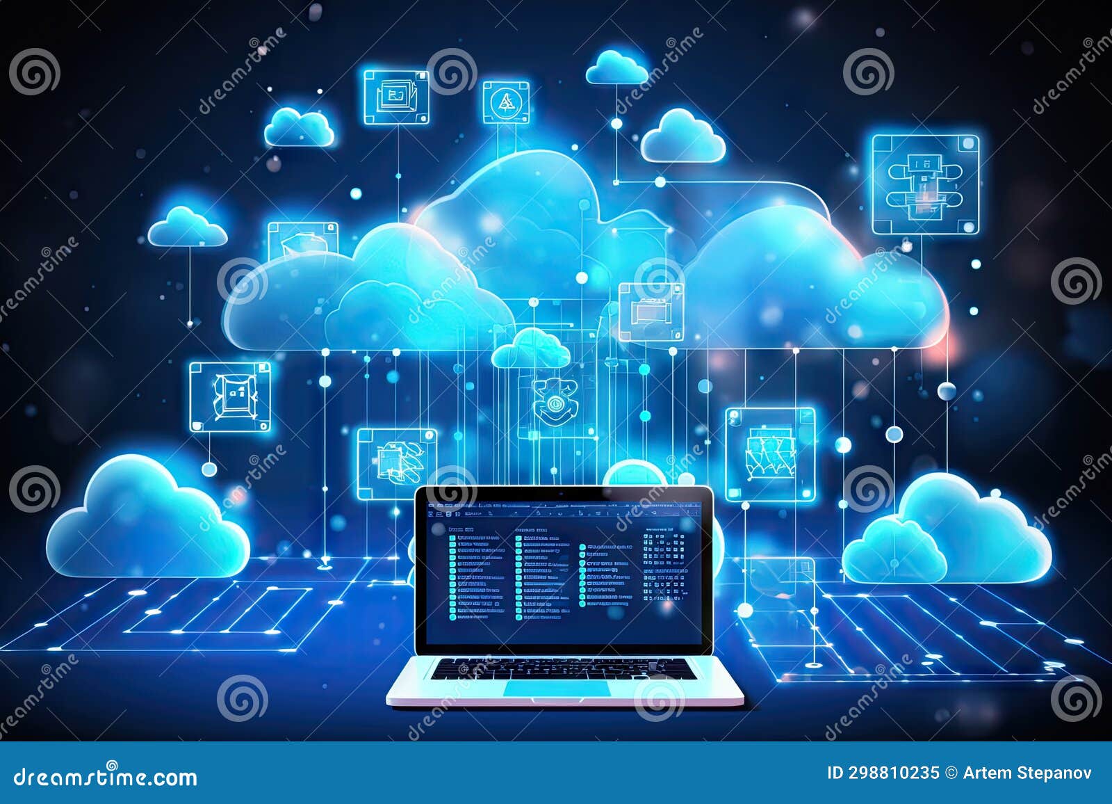 Cloud Technology, Data Network, Transfer Cloud Computing Digital ...
