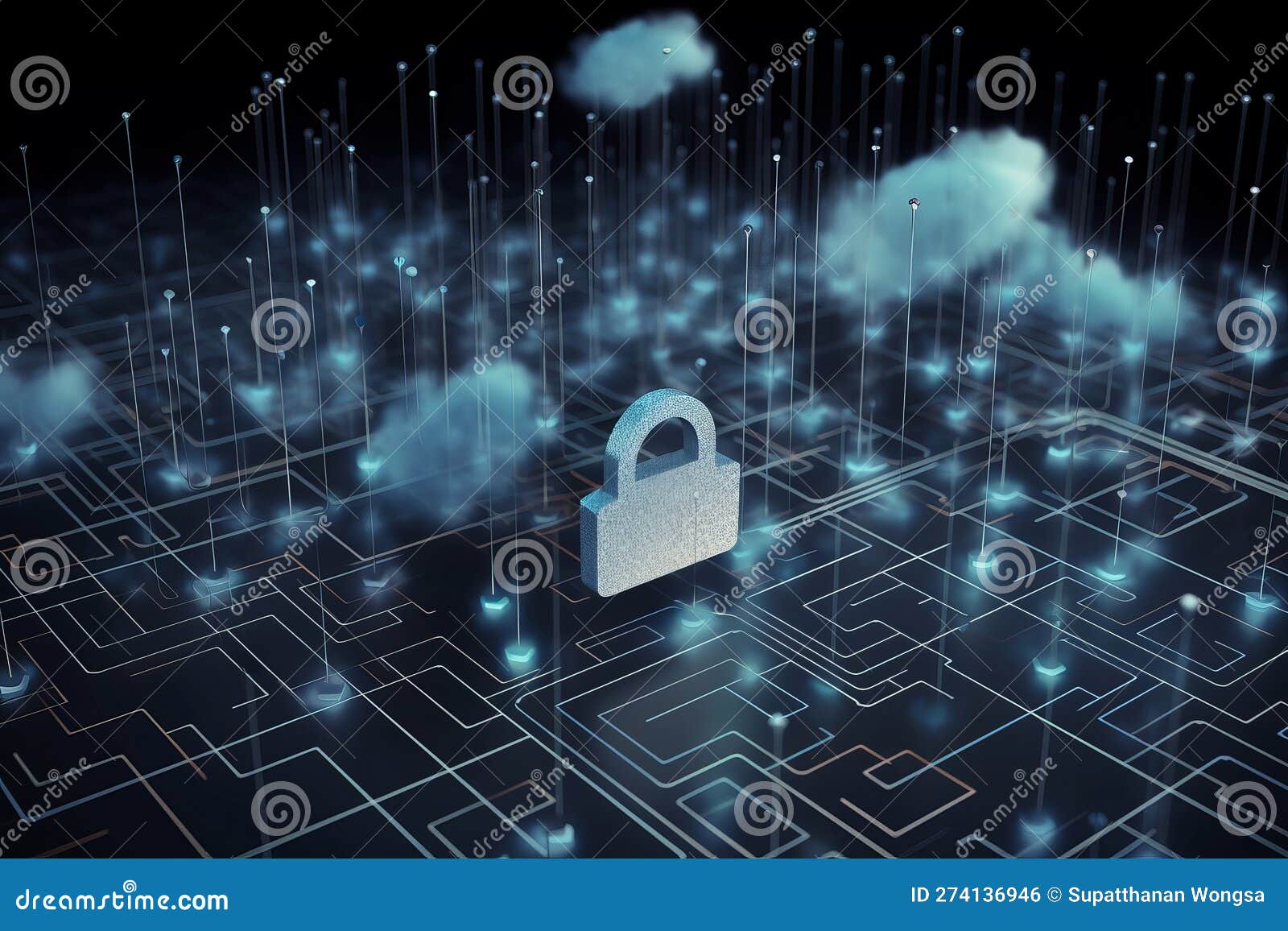 Cloud Technology Data Security Stock Illustration - Illustration of ...