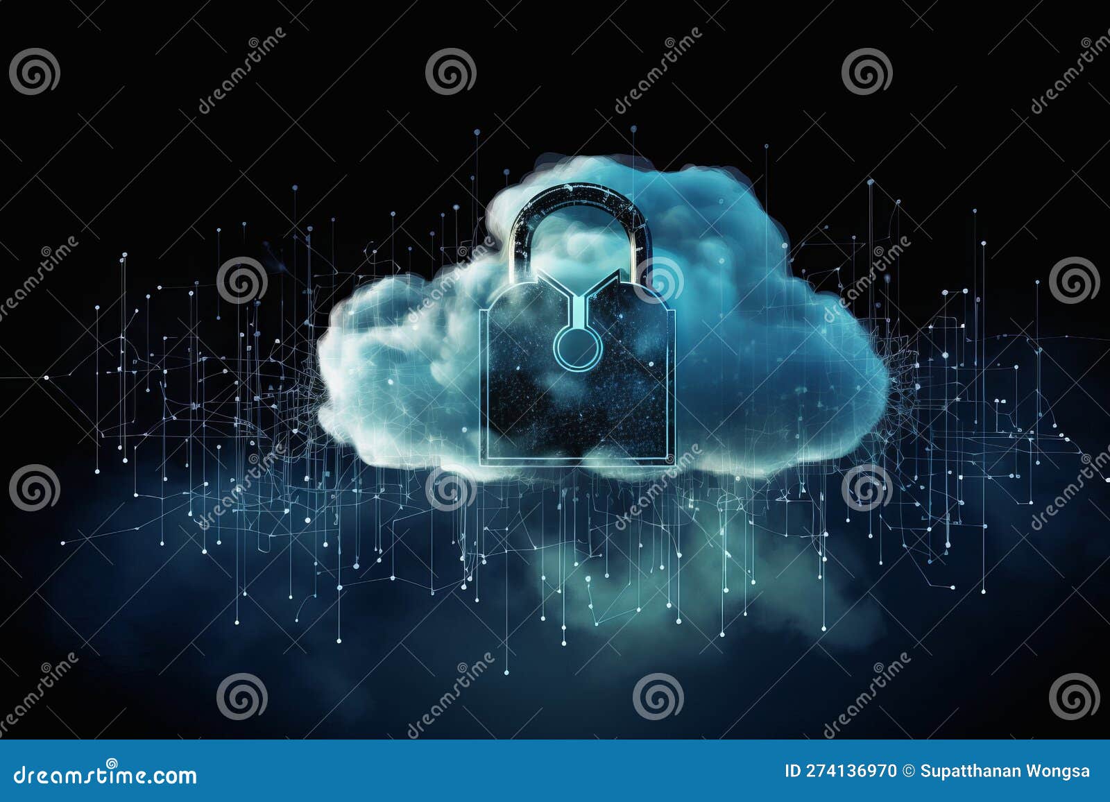 Cloud Technology Data Security Stock Illustration - Illustration of ...