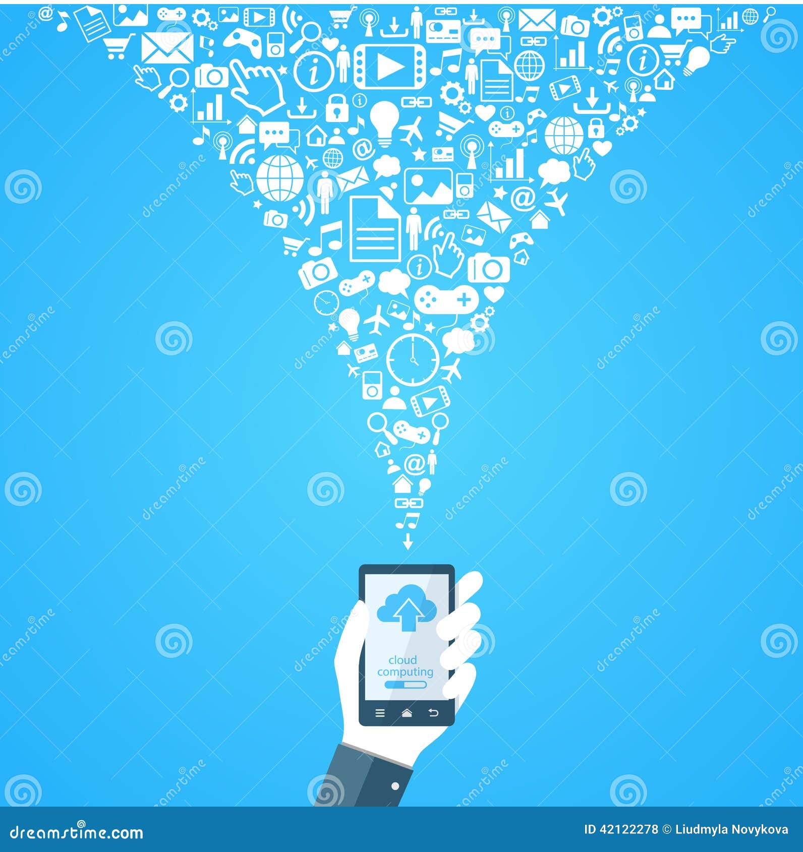 Cloud Technology Flat Design Illustration Stock Vector - Illustration ...