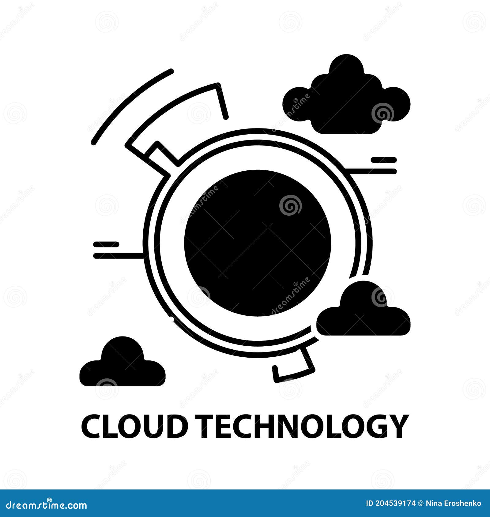 Cloud Technology Icon, Black Vector Sign with Editable Strokes, Concept ...