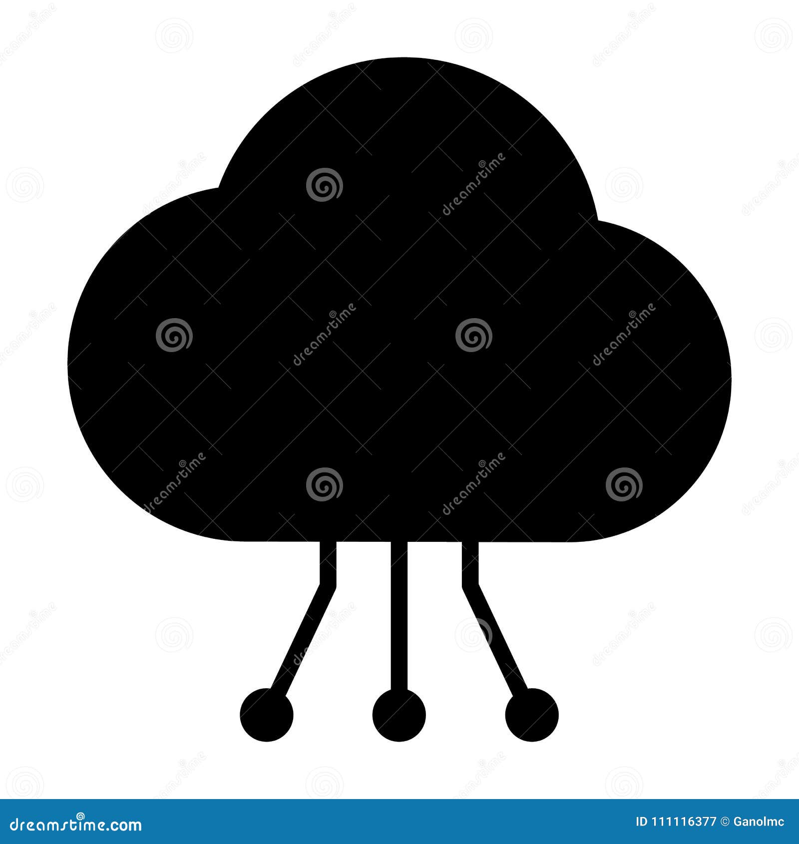 Cloud Technology Icon with Circuit Pattern. Vector Simple Minimal 96x96 ...