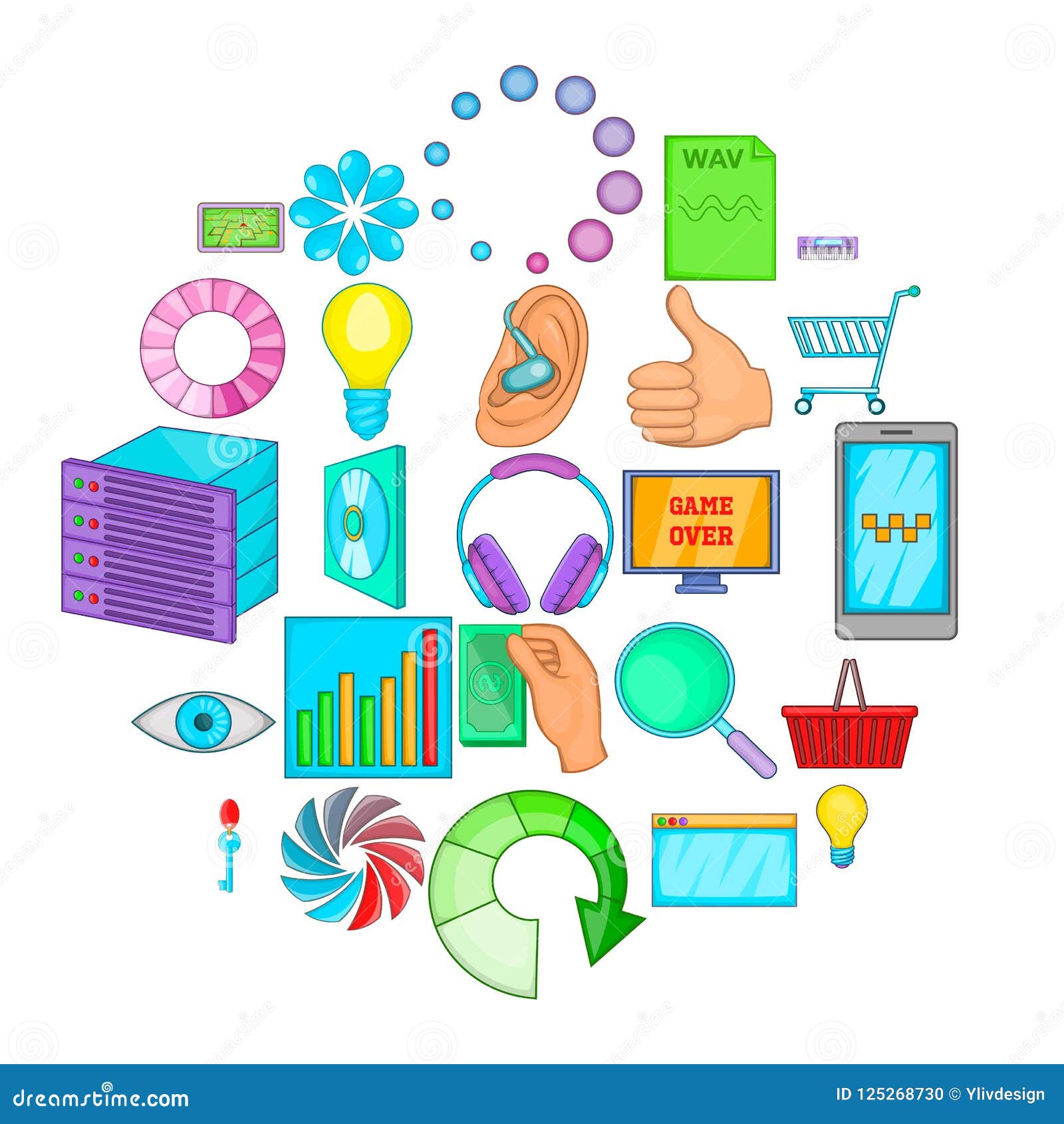 Cloud Technology Icons Set, Cartoon Style Stock Vector - Illustration ...