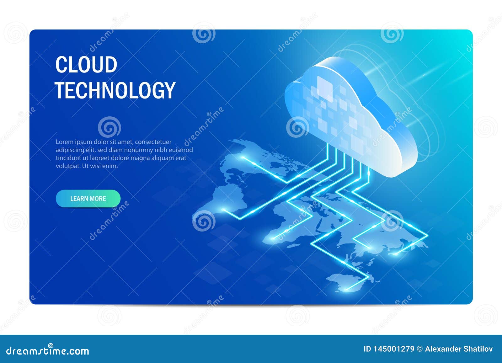 Cloud Technology Isometric Concept. Distribution of Information ...