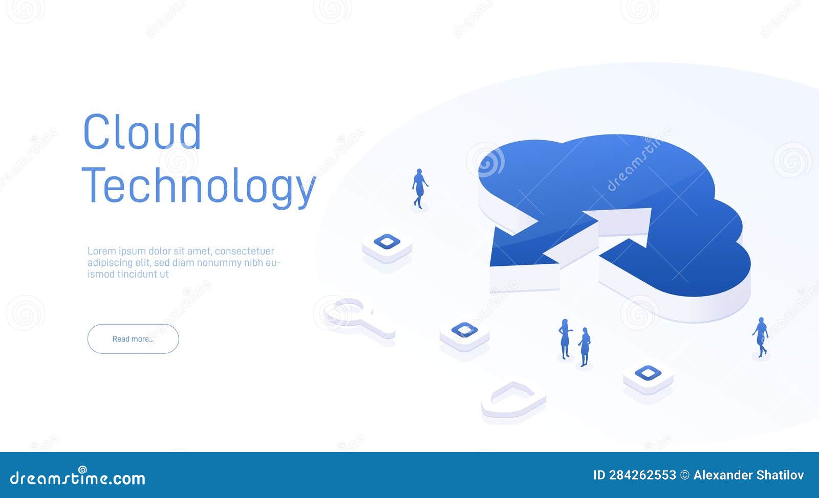 Cloud Technology. Isometric Cloud Storage Sign with Two Arrows Up and Down Stock Vector ...