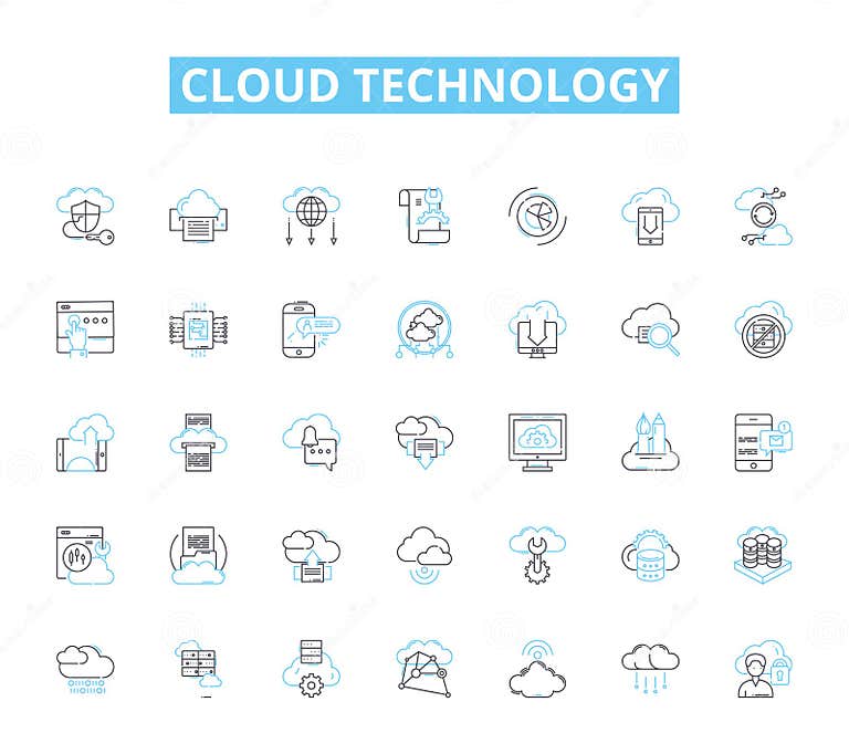 Cloud Technology Linear Icons Set. Scalability, Virtualization ...