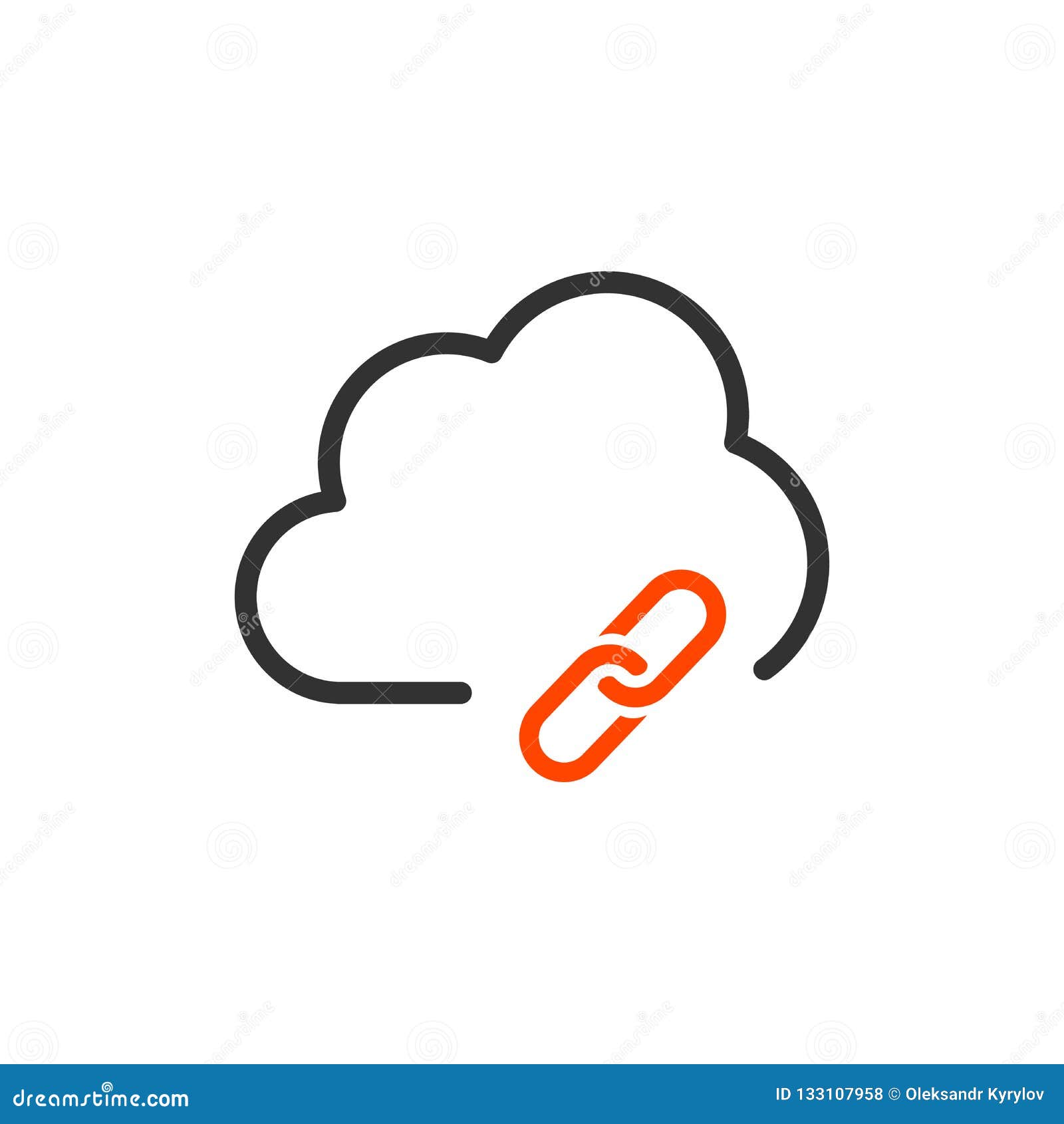 Cloud Technology Link Hyperlink Vector Icon Illustration Isolated on ...