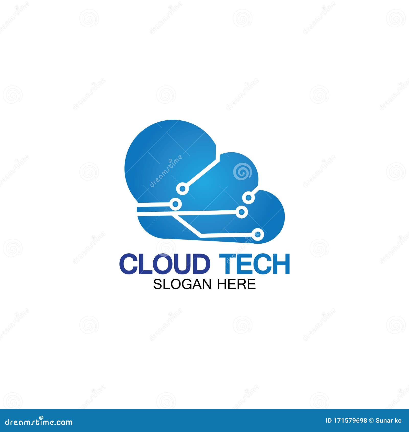 Cloud Technology Logo Icon Template.Cloud Symbol with Circuit Pattern ...