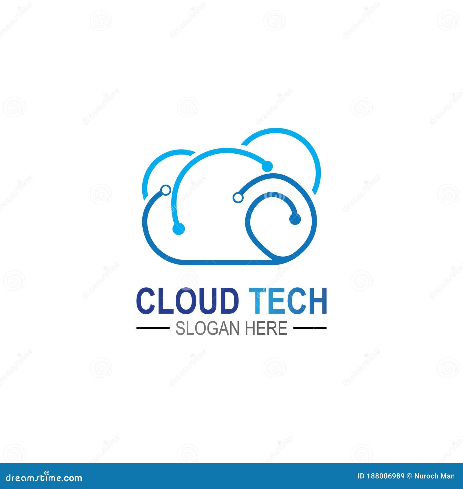 Cloud Technology Logo Icon Template.Cloud Symbol with Circuit Pattern ...