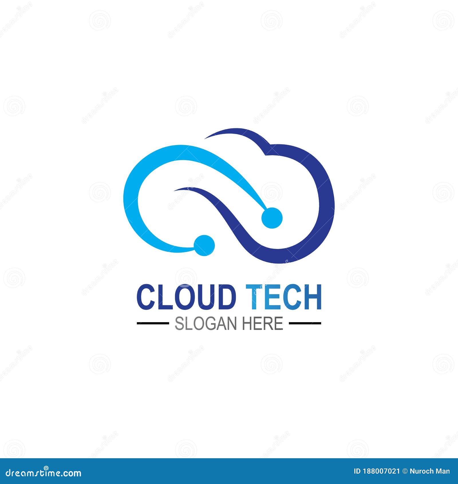Cloud Technology Logo Icon Template.Cloud Symbol with Circuit Pattern ...