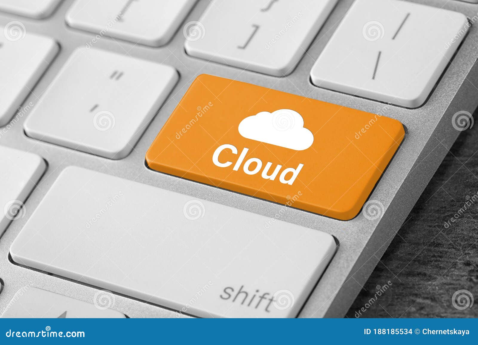 Cloud Technology. Modern Computer Keyboard, Closeup Stock Photo - Image ...