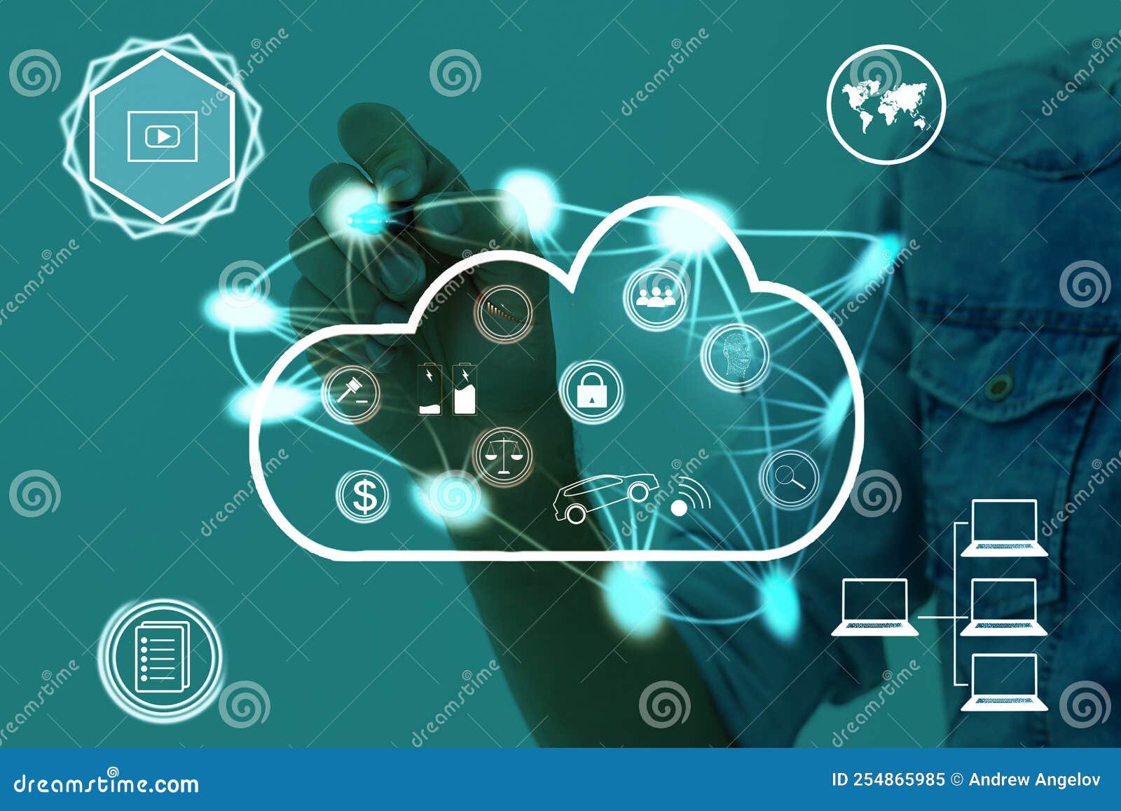 Cloud Technology and Networking Concept. Stock Illustration ...