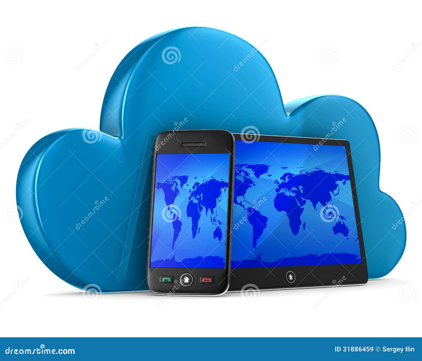 Cloud Technology on White Background Stock Illustration - Illustration ...