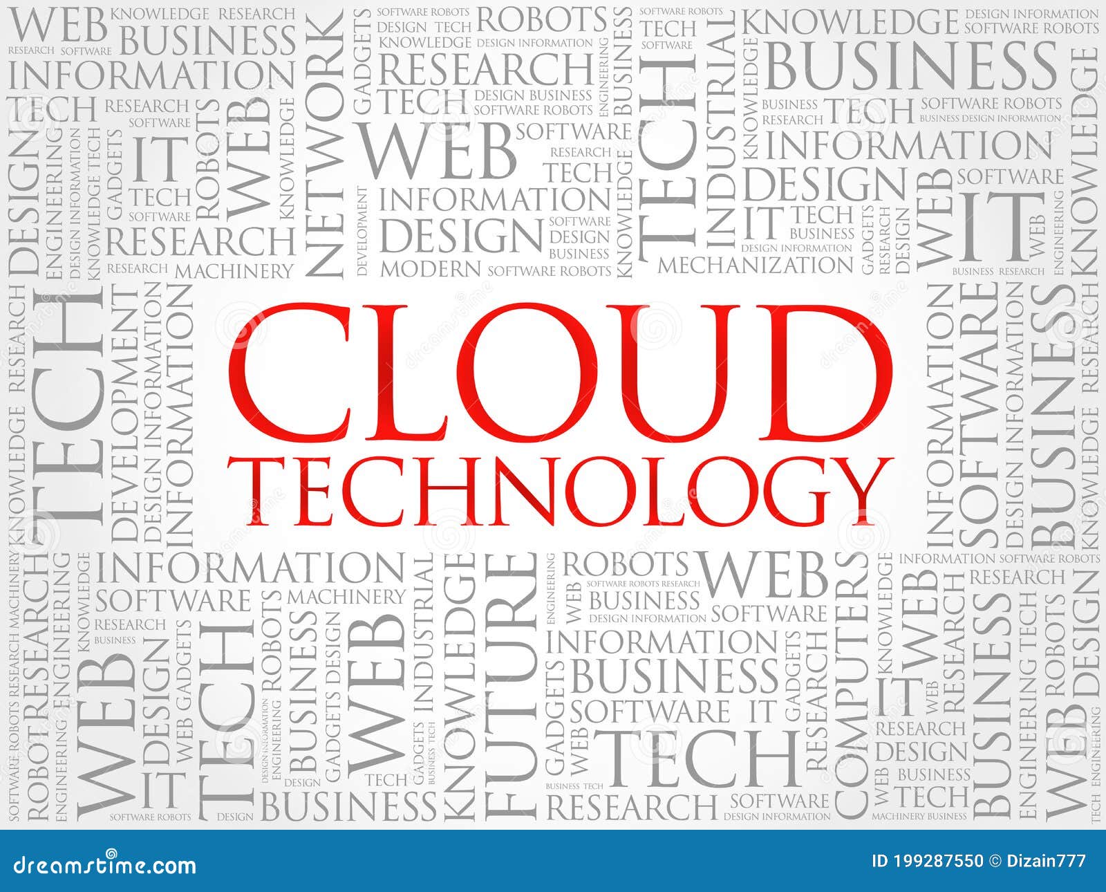 Cloud Technology Word Cloud Stock Illustration - Illustration of smart ...
