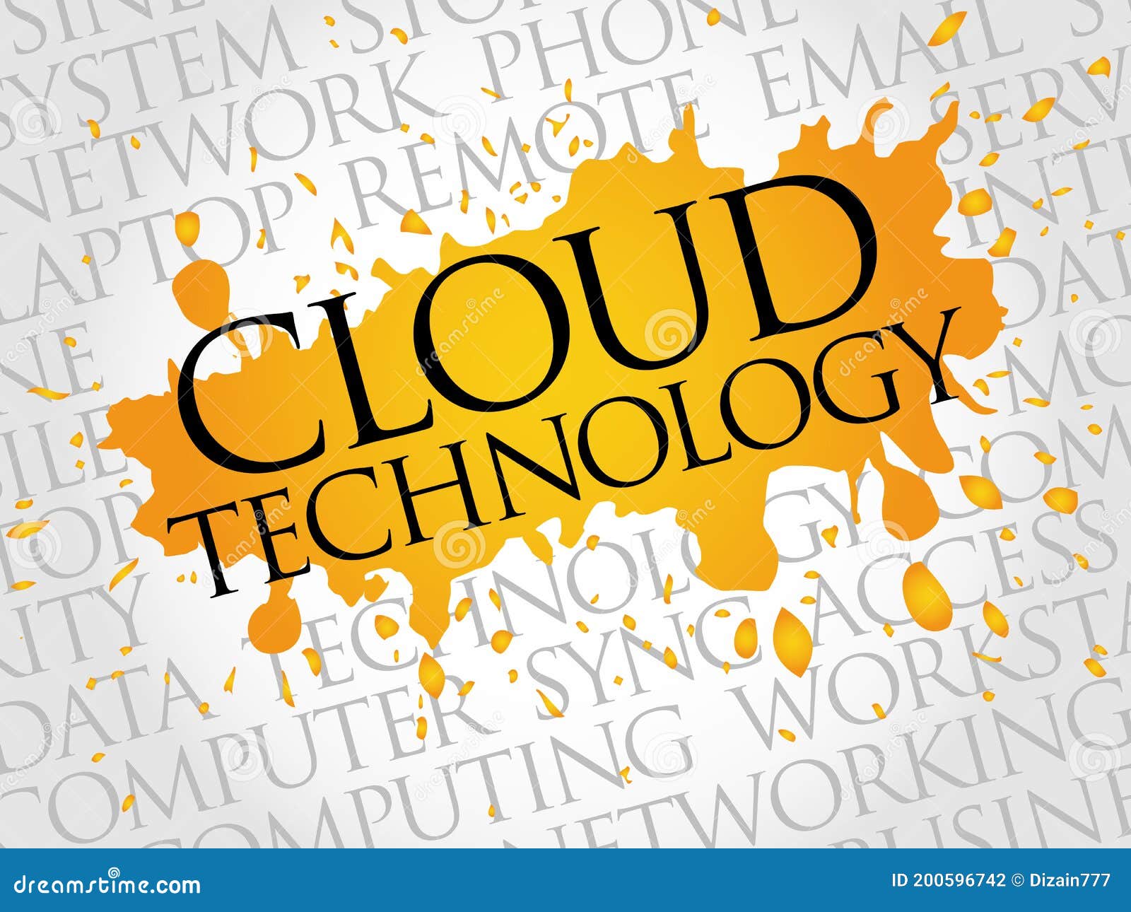 Cloud Technology Word Cloud Stock Illustration - Illustration of server ...