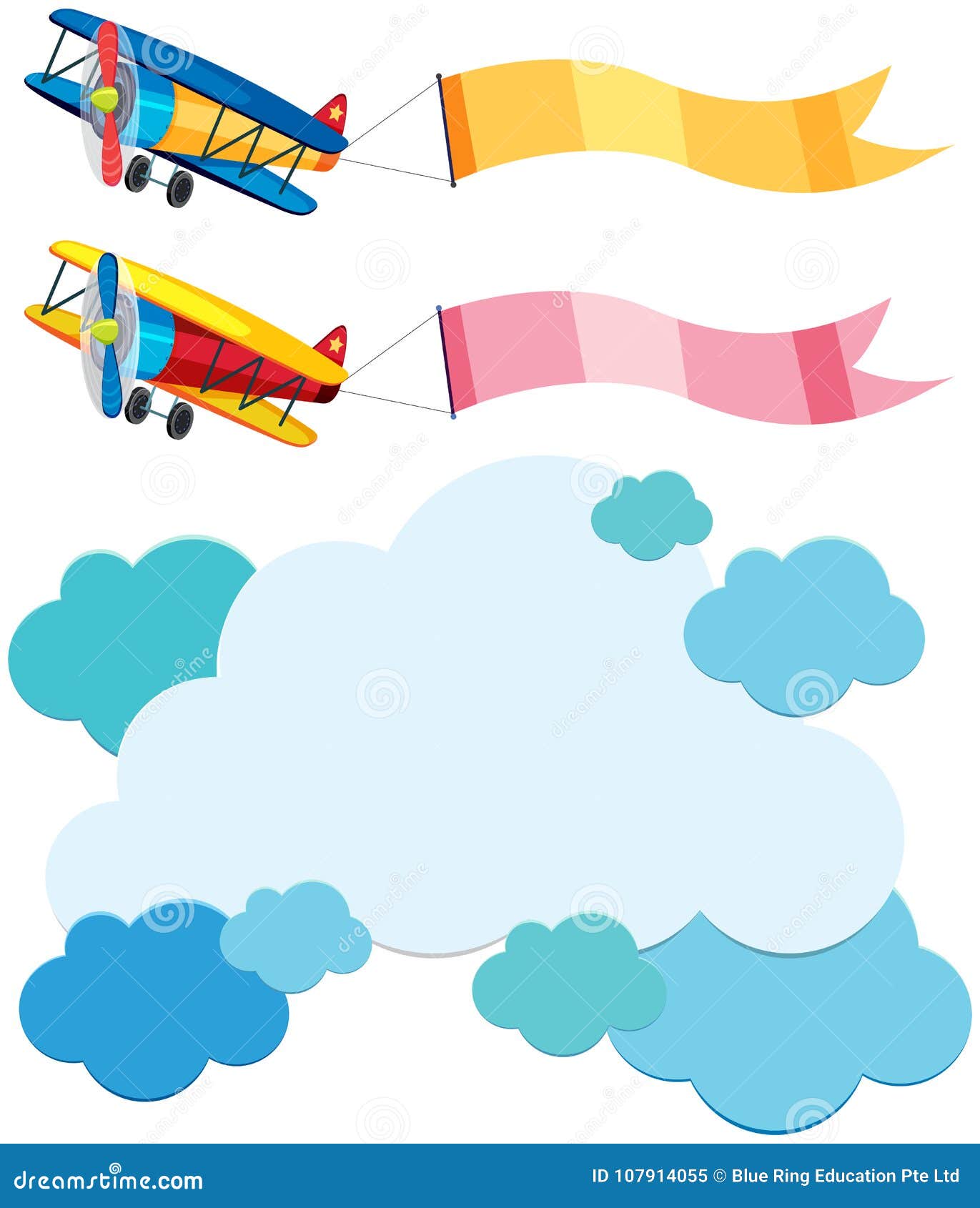 Cloud Template and Two Airplanes with Flags Stock Illustration ...