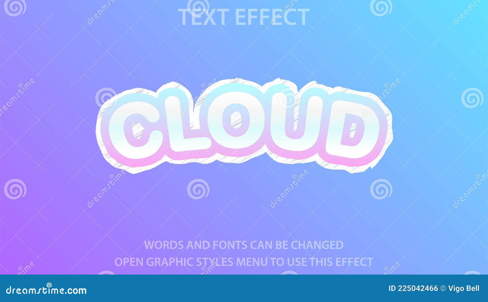 Cloud Text Effect Template. Editable Stock Vector - Illustration of ...